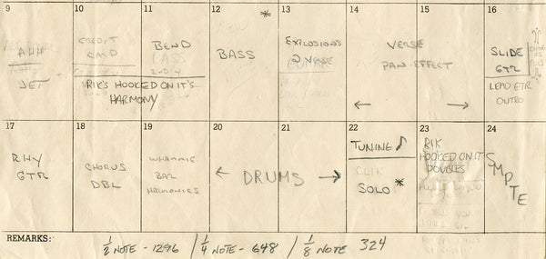 Studio Track Sheets | Triumph Vault